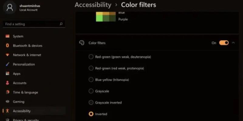 How to use a color filter on Windows 10 or Windows 11